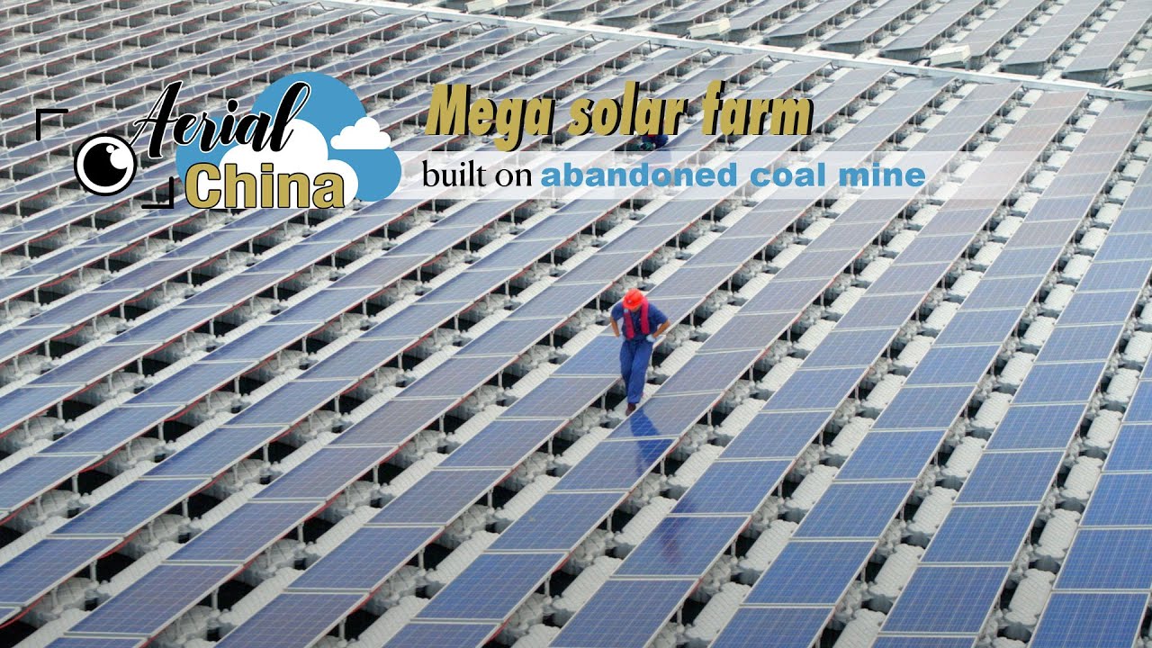 Aerial China: Mega solar farm built on abandoned coal mine - YouTube