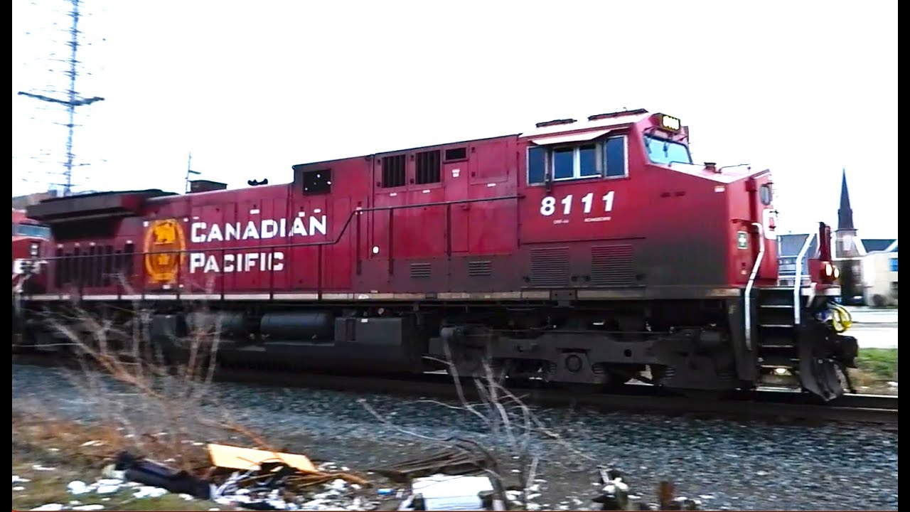 CPKC 8111 (AC44CWM) - 8820 (ES44AC) - Chatham-Kent On, Mar 14 24. - YouTube