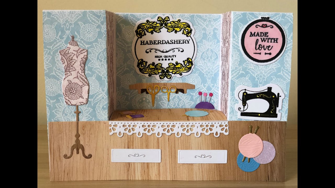 Paper Discovery BENCH FOLD CARD: Haberdashery Shop Vintage High Street ...