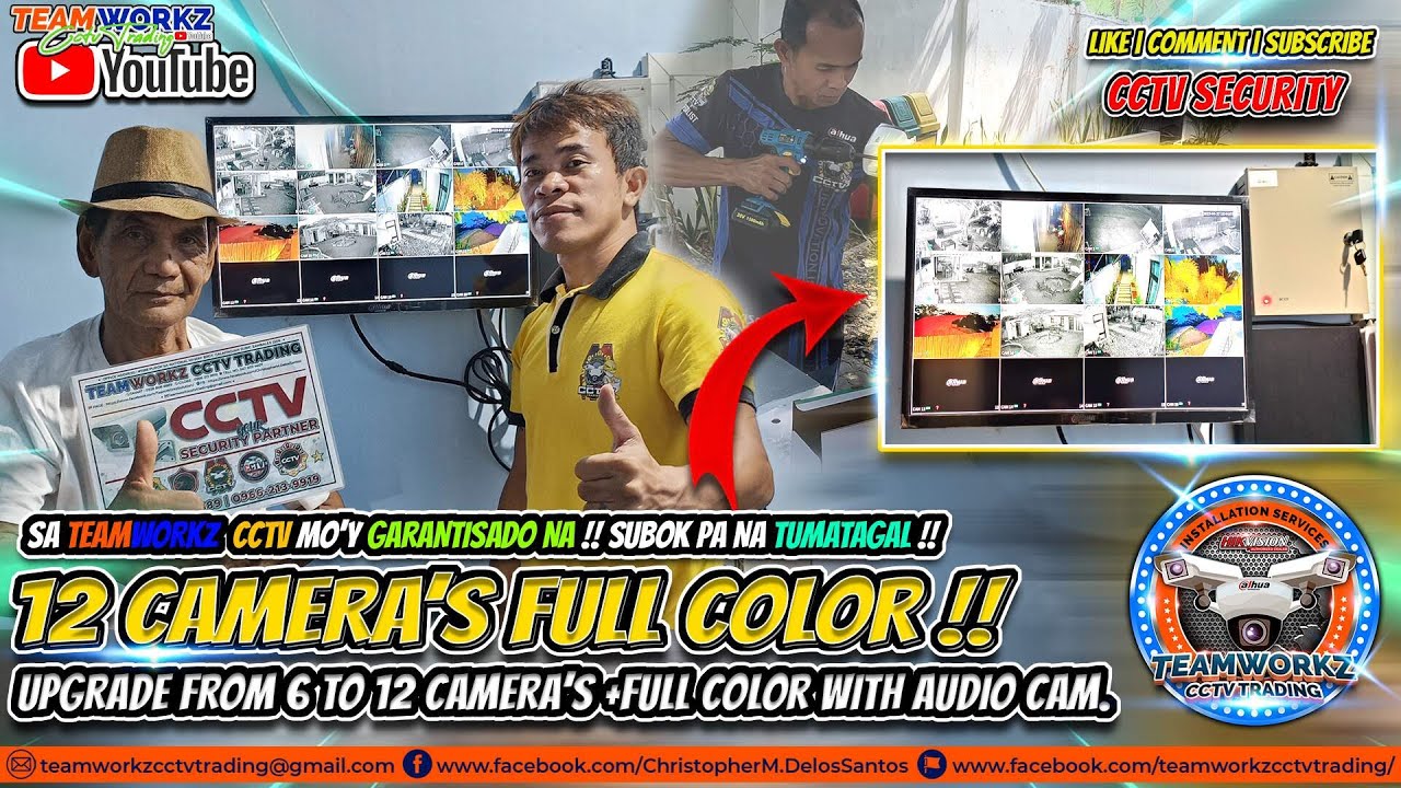 UPGRADE INSTALLATION TO 12 CAMERA'S FULL COLORED WITH AUDIO CCTV SECURITY SYSTEM - YouTube