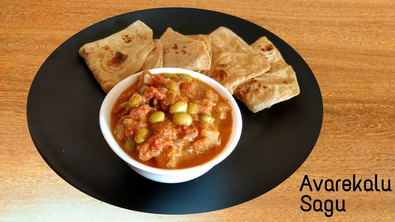 Karnataka style Avarekalu Sagu or Mochai kurma or Field beans curry ...
