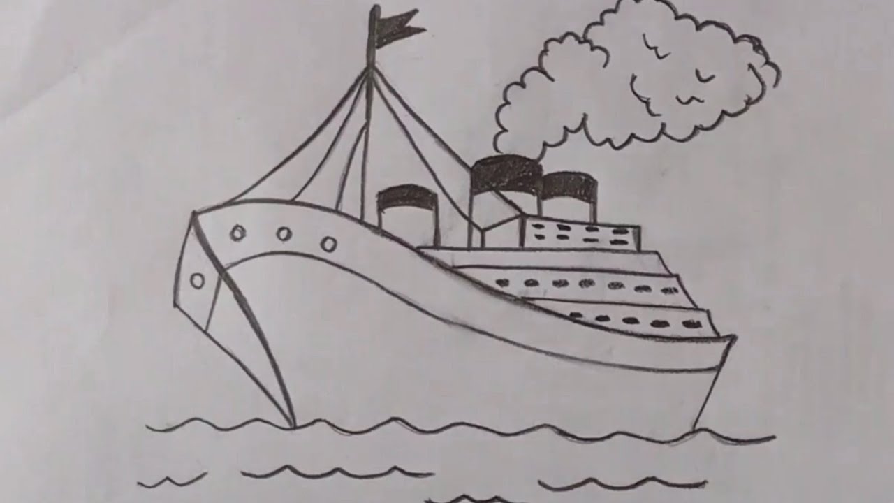 How To draw a Sailing Ship, simple, easy & Step by Step || Easy Pencil ...