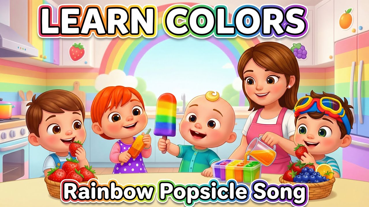 🌈 Rainbow Popsicle Song | Learn Colors with Kids & Real Fruits 🍓🍊🍍 ...