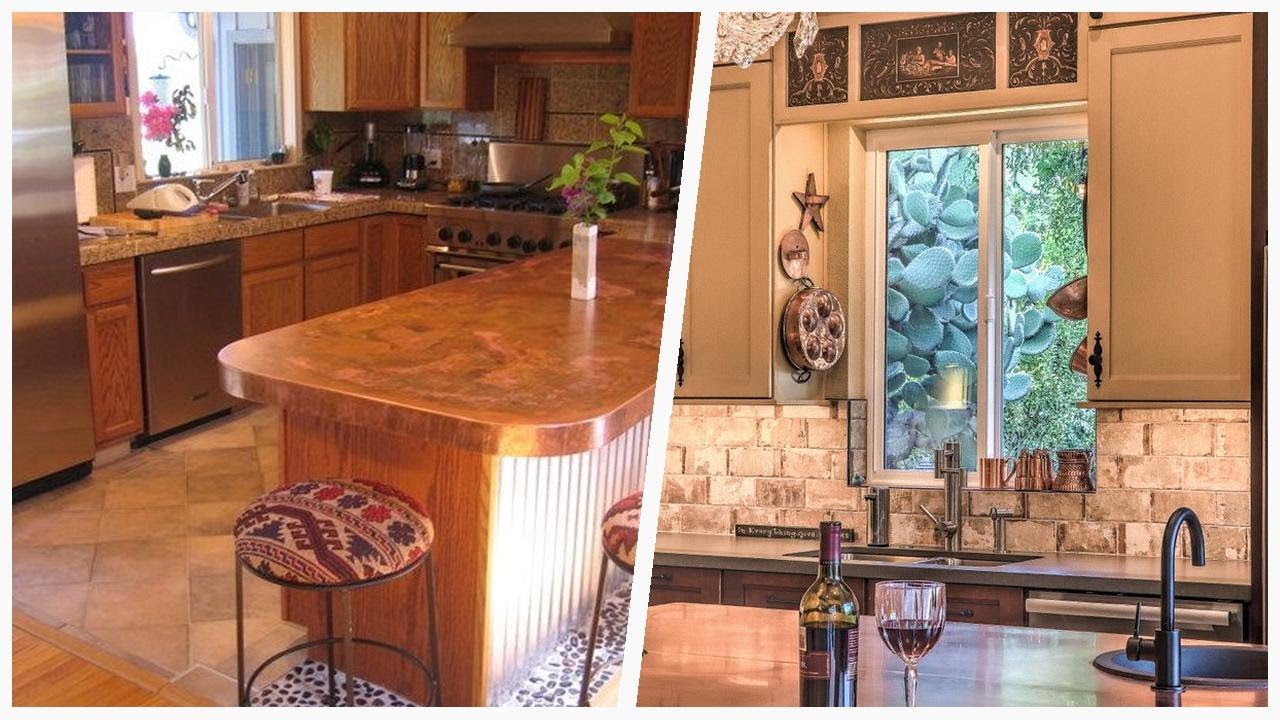 75 Beautiful Kitchen With Copper Countertops And Beige Backsplash ...