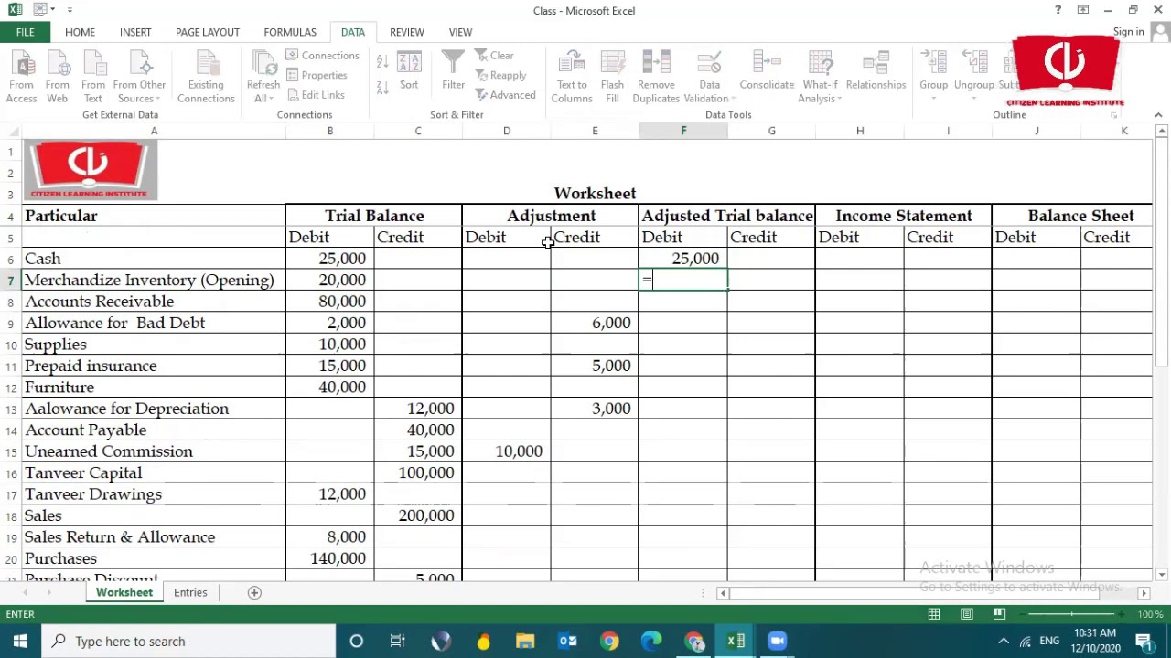 Worksheet | Financial Statement | Adjustments | Nouman Farooq | CLI ...