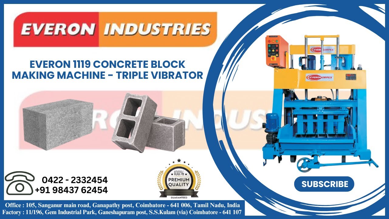 CONCRETE BLOCK MAKING MACHINE TRIPLE VIBRATOR - MODEL 1119 |EVERON IMPEX| PH 9843762454 ...