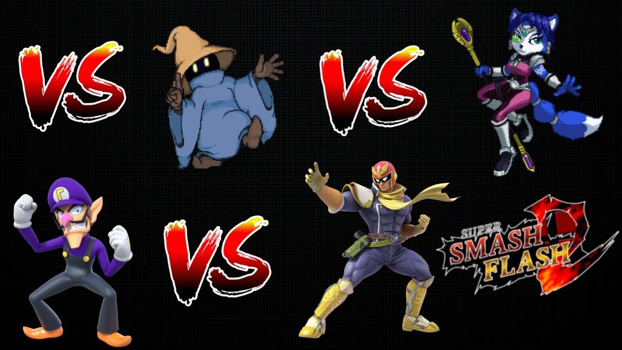 WALUIGI vs BLACK MAGE vs CAPTAIN FALCON vs KRYSTAL | SUPER SMASH FLASH ...