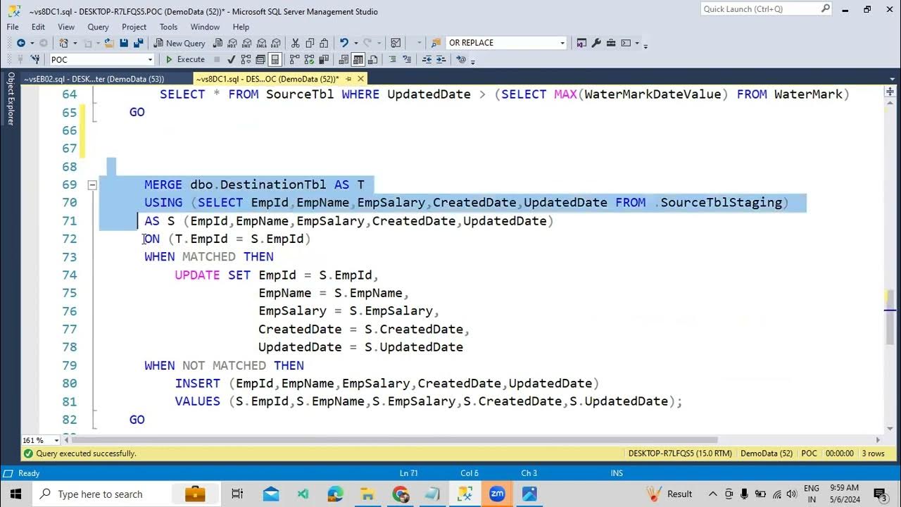 How to implement Incremental Data Load using Watermark option in SQL Server Development in ...