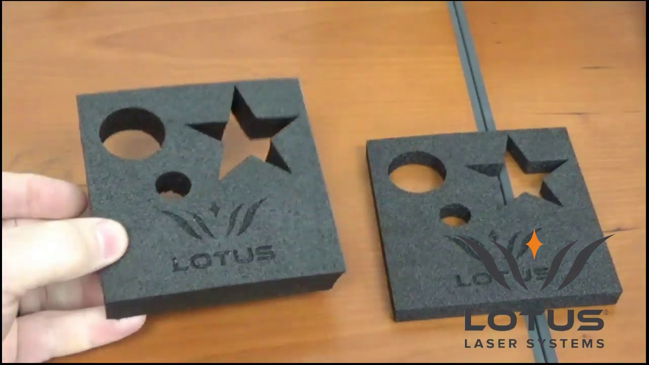 Blu70 laser engraving and laser cutting PU foam - YouTube