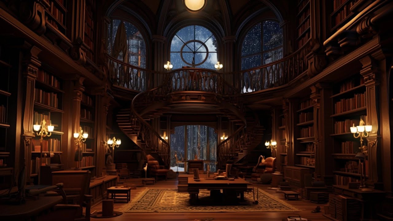 Cozy Library Ambience | Gentle Rain For Relaxing, Reading, Studying In ...