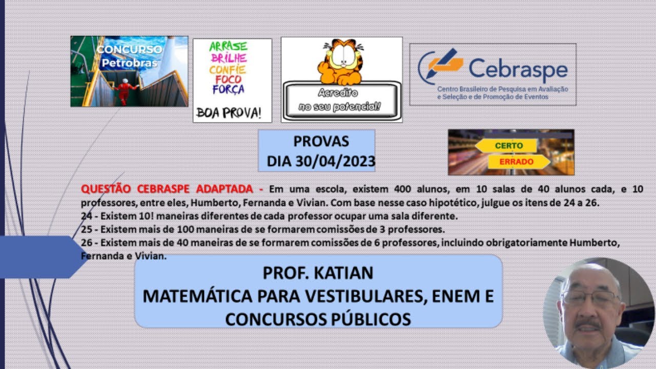 AULA 64 -PETROBRAS - PROVAS: DIA 30.04.2023. Em uma escola, existem 400 ...