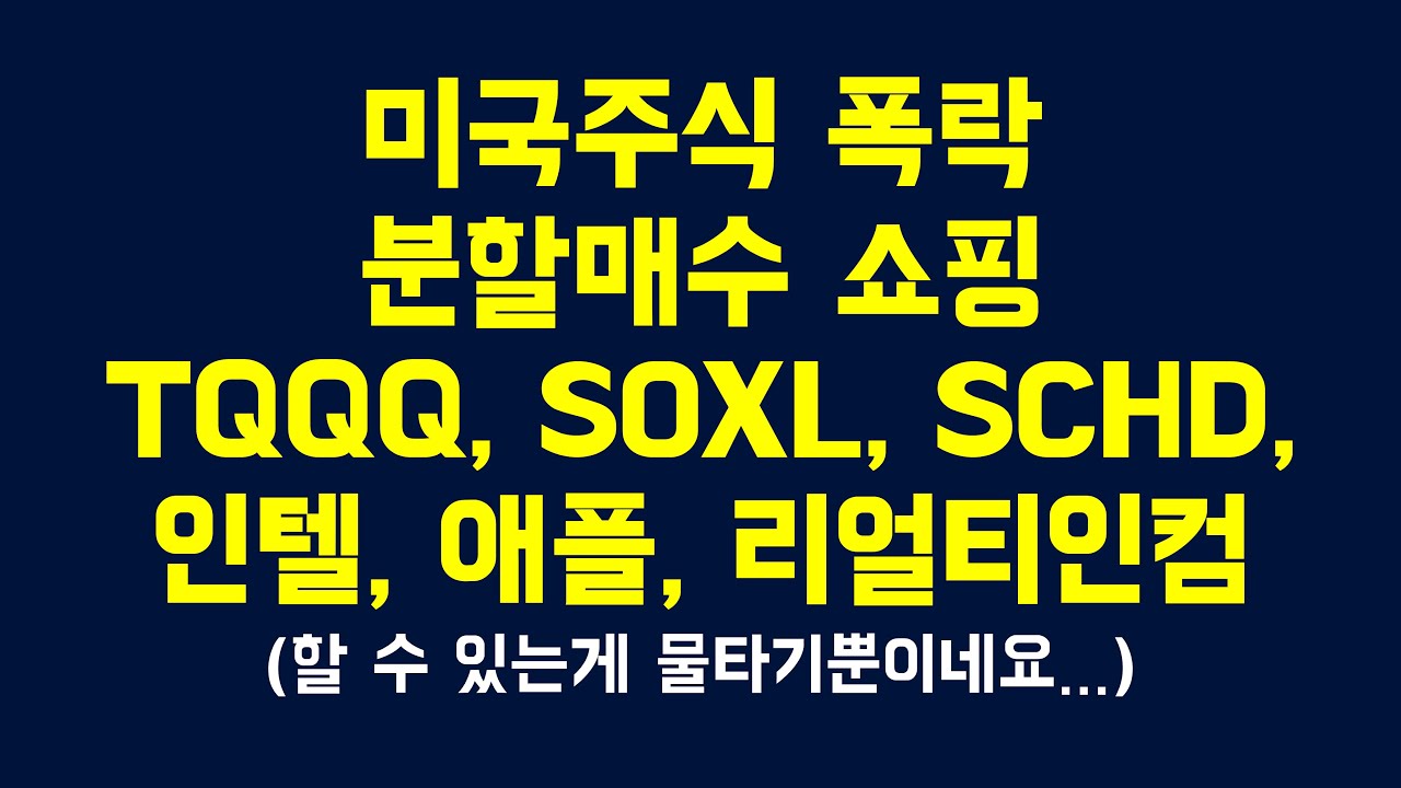 명절 보너스로 분할매수 했습니다 (TQQQ, SOXL, SCHD, 인텔, 애플, 리얼티인컴 물타기) - YouTube