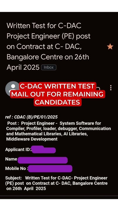 C-DAC WRITTEN TEST MAIL #cdac #dreampathplacements - YouTube
