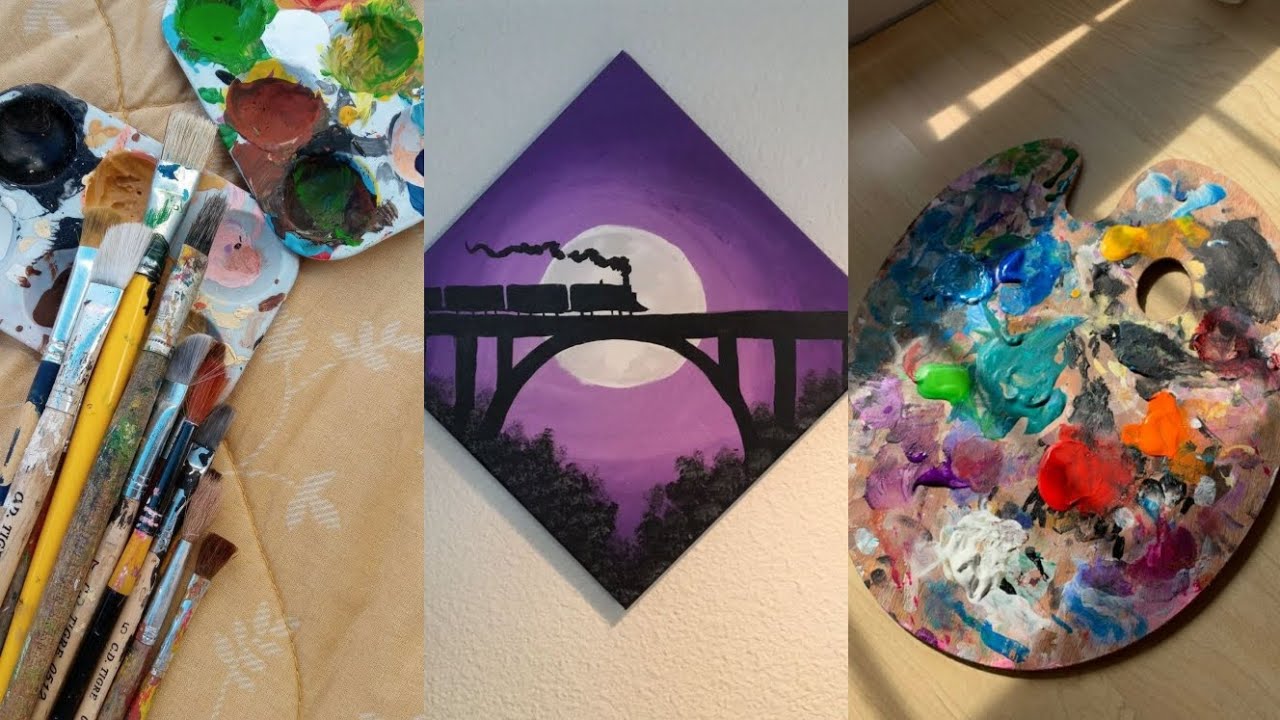 Acrylic painting on canvas| easy tutorial for beginners - YouTube