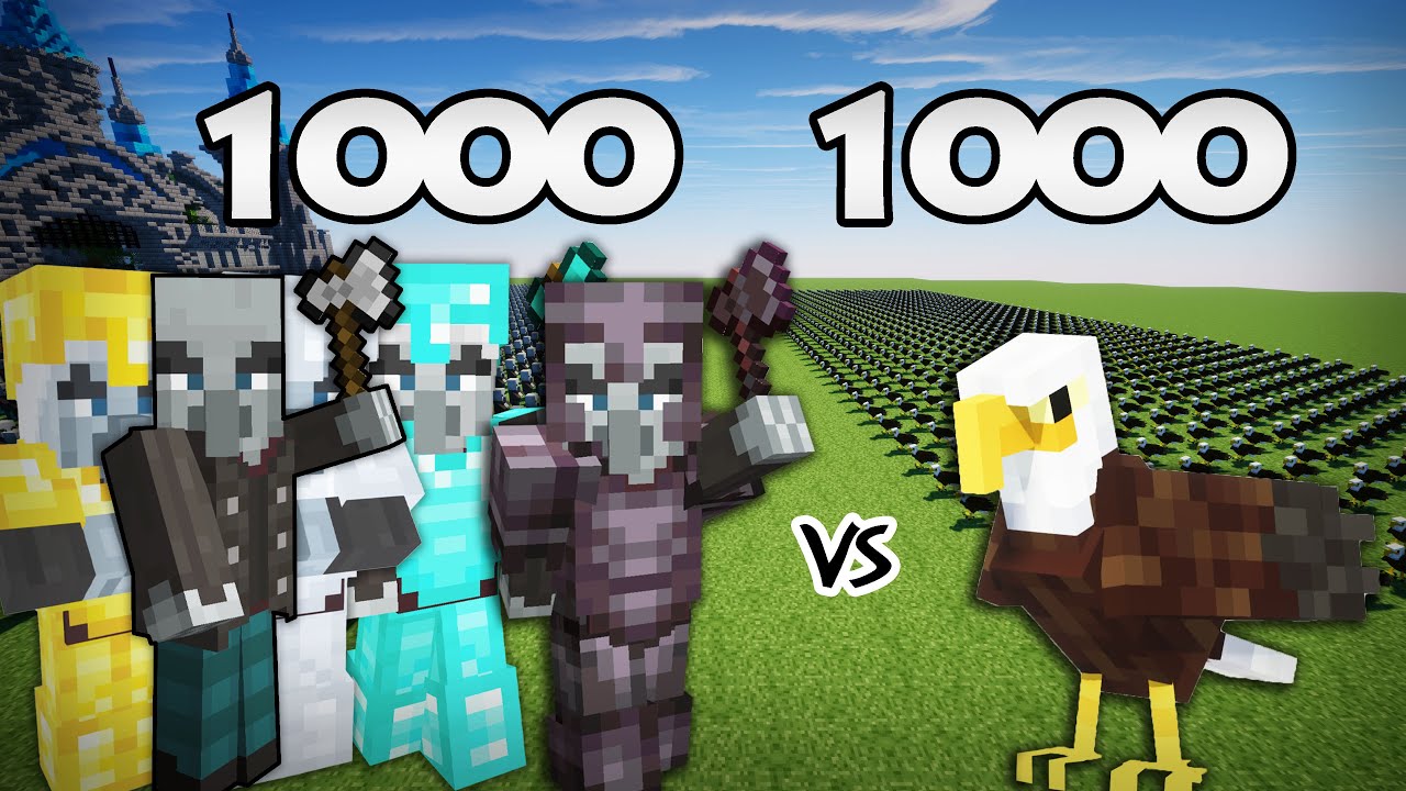 1000 Vindicator Vs 1000 Bald Eagle | Minecraft - YouTube