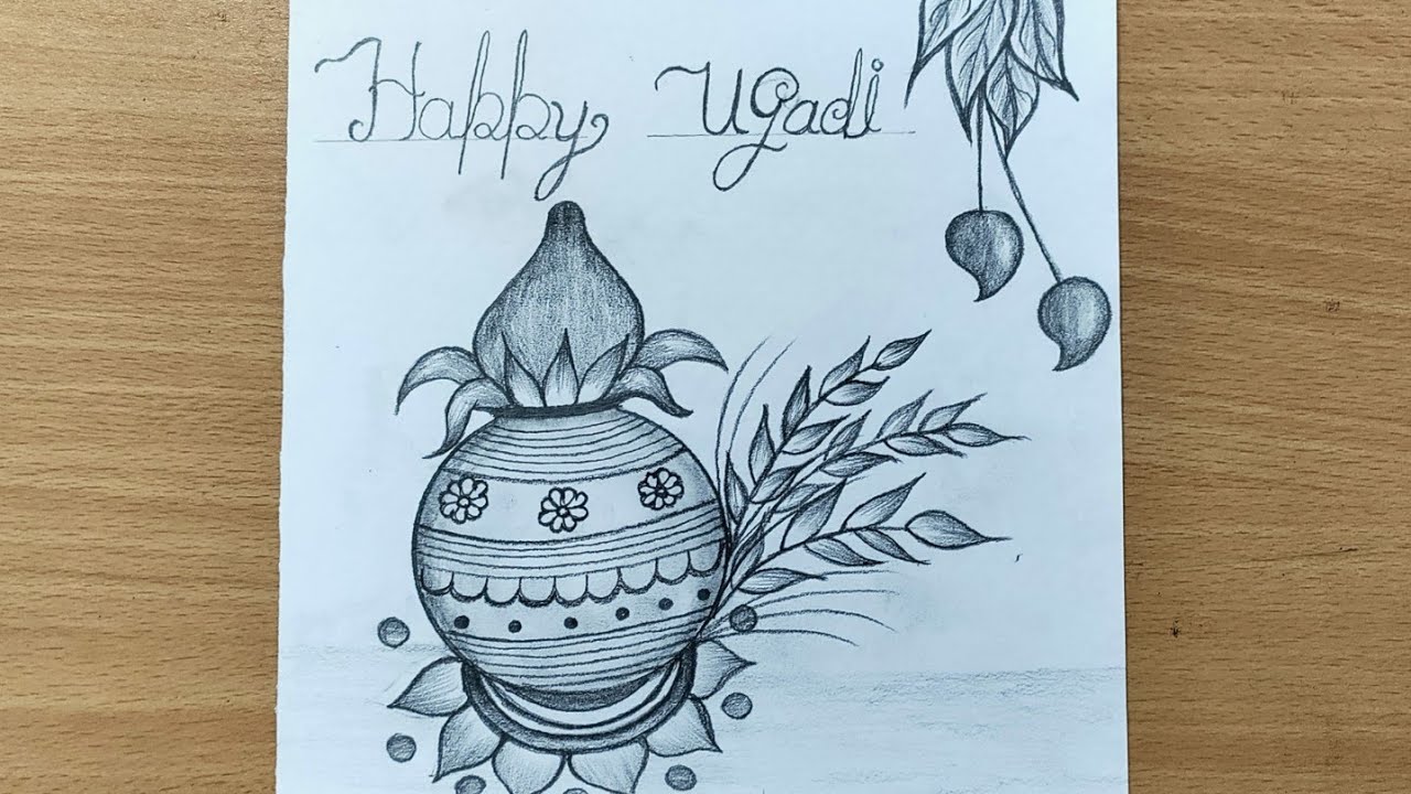 Pencil Drawing For Ugadi Festival // Ugadi Drawing Easy // Pencil Art ...