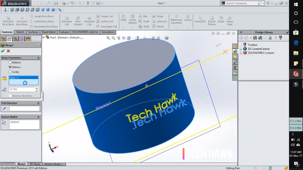 How to use Wrap feature in SolidWorks | Sketch onto a planar or non ...