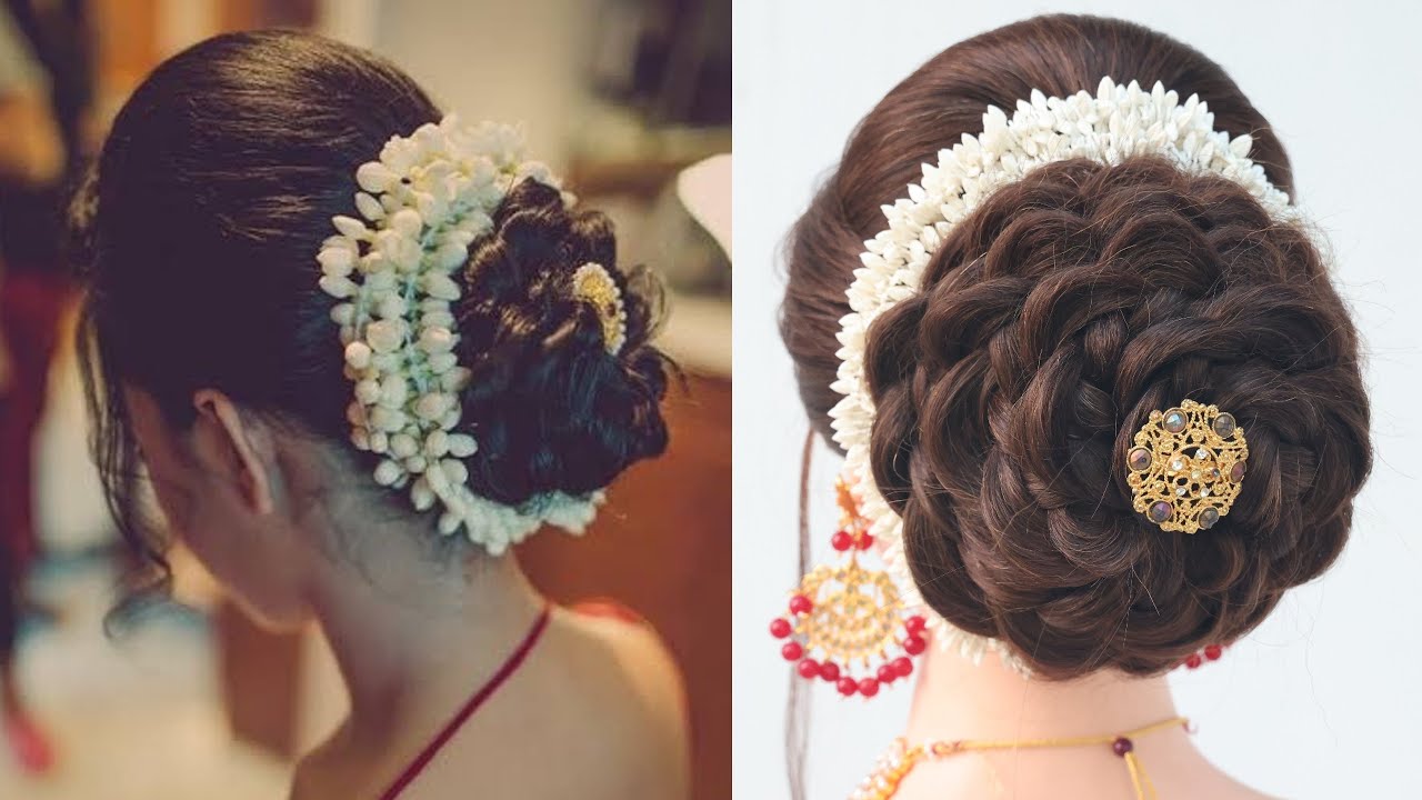 good-looking juda hairstyle with gajra | hairstyle for festival look ...