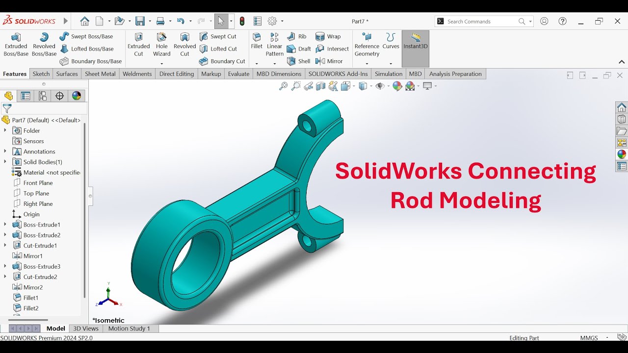 SolidWorks Connecting Rod Modeling | Step-by-Step 3D Design Tutorial ...