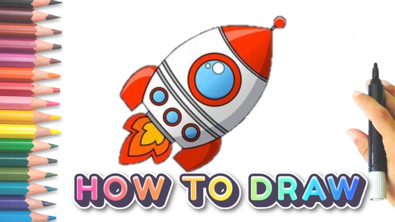 Rocket drawing easy | How to draw a rocket step by step - YouTube
