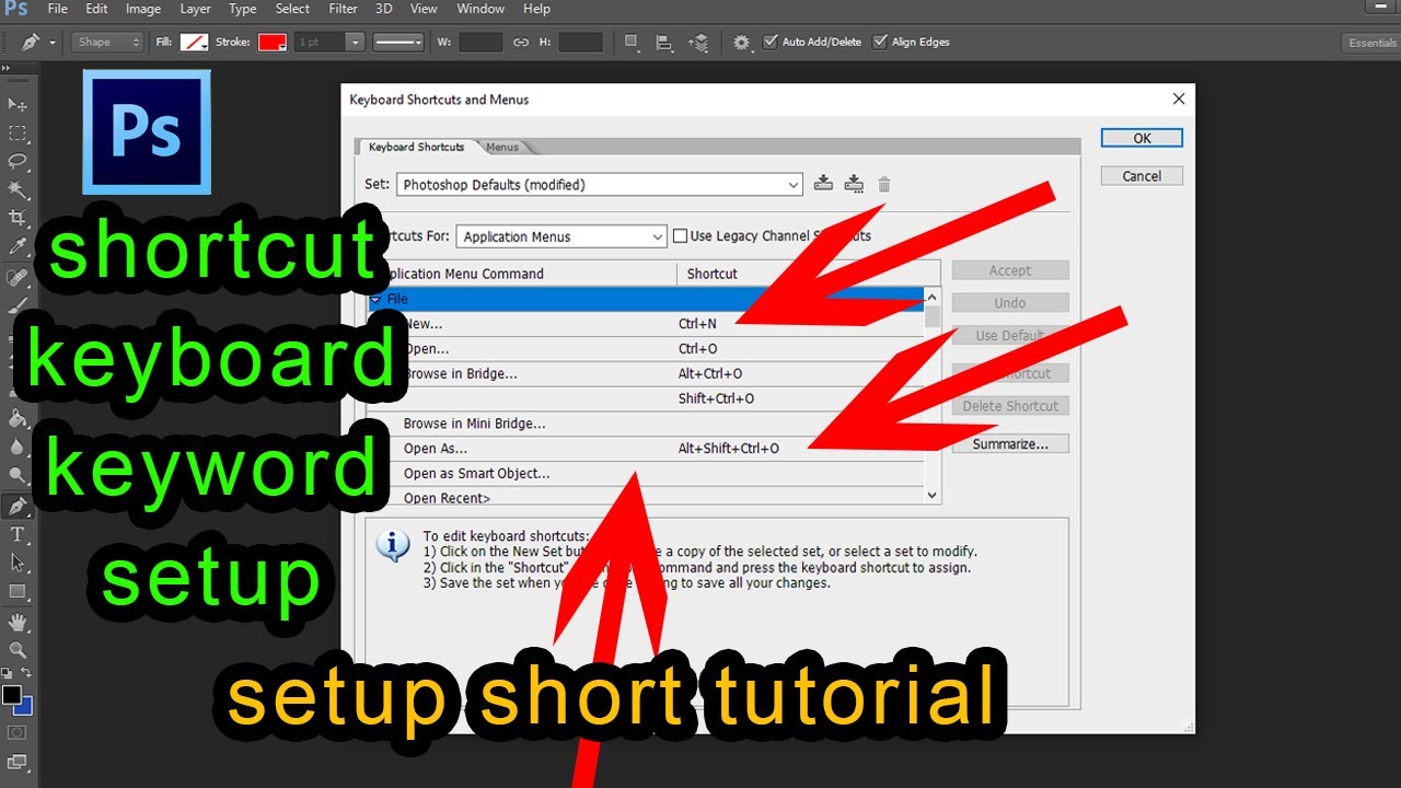 How to setup shortcut keyboard keyword in photoshop| Photoshop CS6 All ...