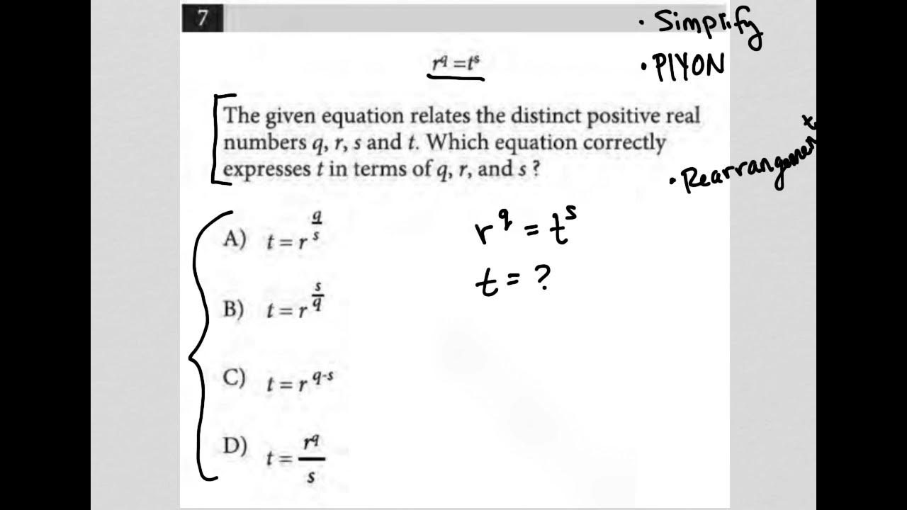 R Q T S The Given Equation Relates The Distinct Positive Real Numbers Q R S And T Which