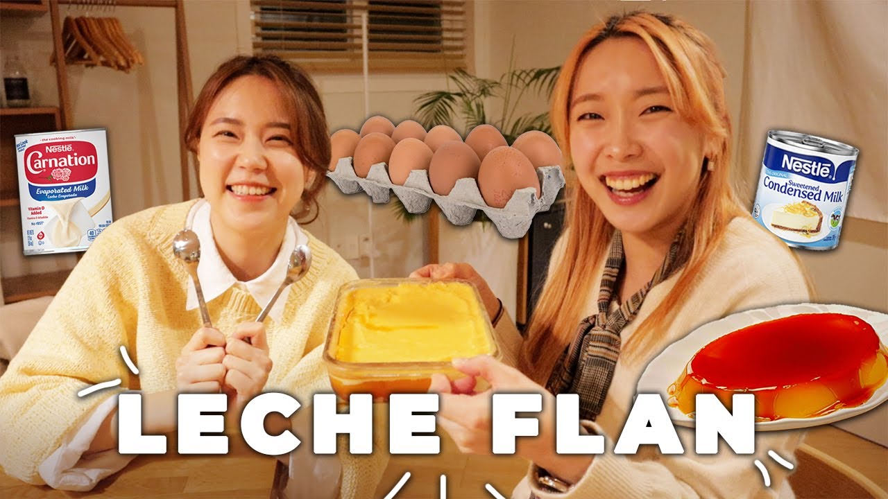 Korean Girls Cook Filipino Dessert LECHE FLAN🥹 (Laugh trip lol) ft. San ...