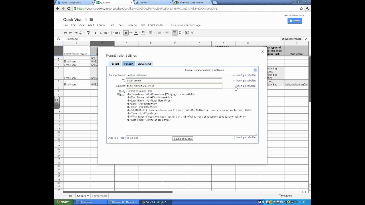 How to use Formemailer with Google forms.Teacher observation and ...
