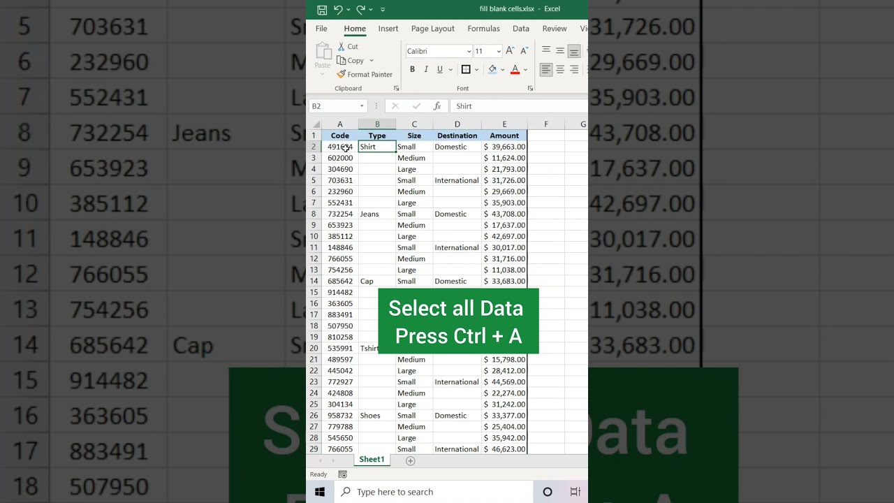 Fill Empty Cells With Value Above Or Below In excel shorts YouTube Fill Empty Cells With Value Above Or Below In excel shorts YouTube