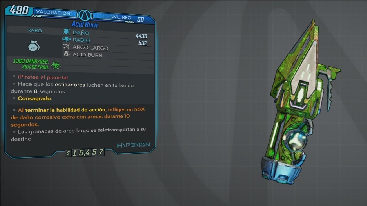 Borderlands 3 Guía de armas unica Acid burn ``¡Piratea el planeta ...