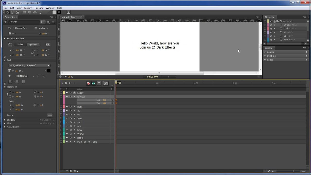 Adobe Edge Animate Text Animate in - YouTube