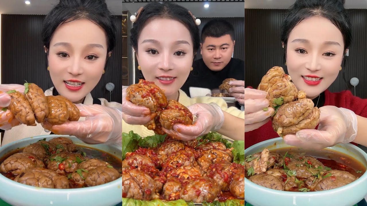 [SPICY FOODS] EATING YUMMY PIG BRAINS CHEWY SOUNDS DELICIOUS CHINESE ...