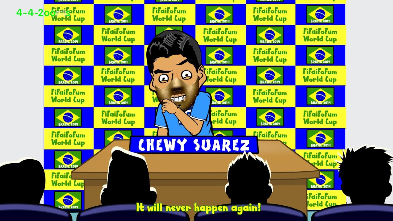 😁LUIS SUAREZ BITE BAN APOLOGY STATEMENT😁 by 442oons (World Cup Cartoon ...