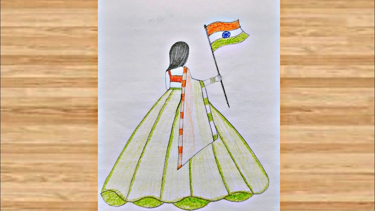 Independence Day Drawing Easy / How To Draw A Girl With Indian Flag ...
