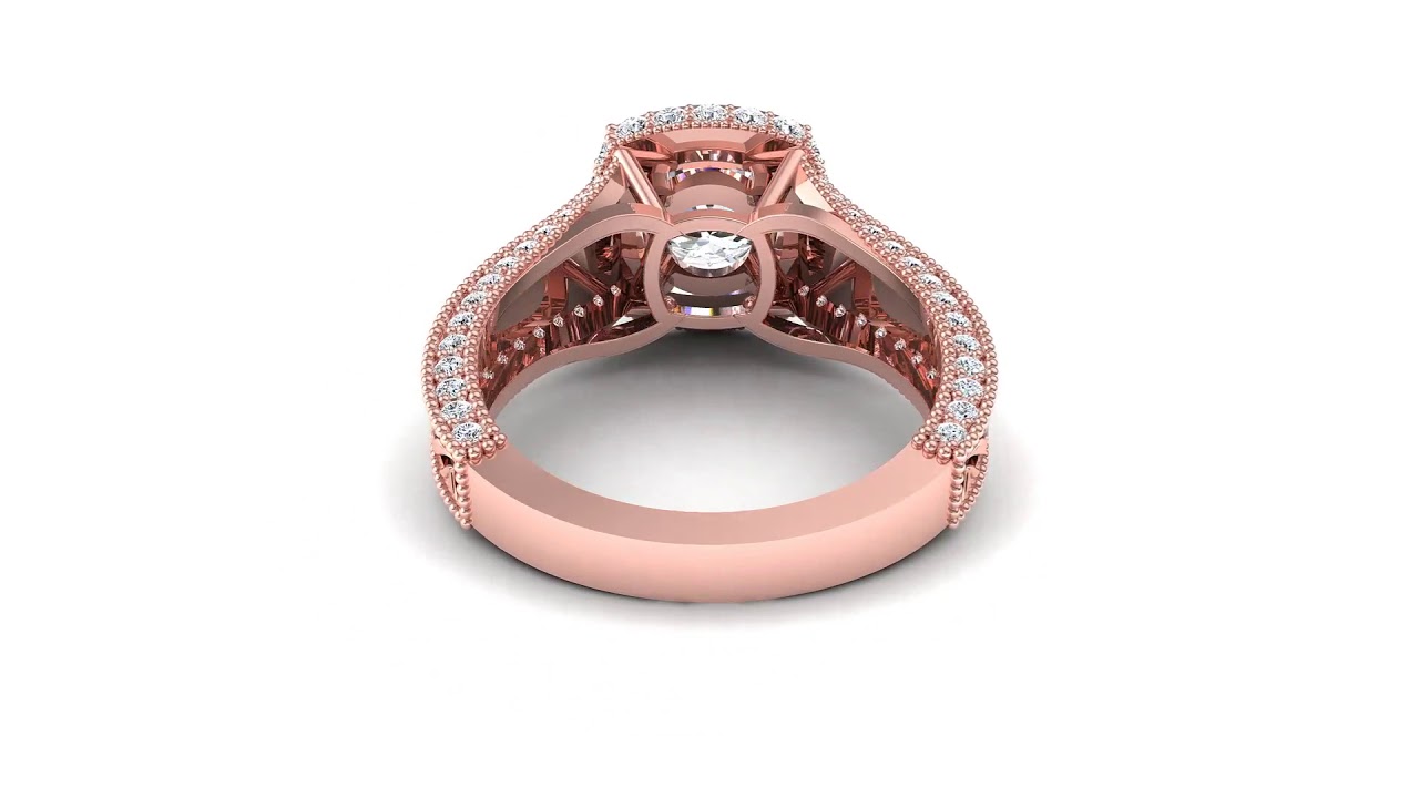 Artsy Pattern Women Diamond Engagement Ring Rose gold - YouTube