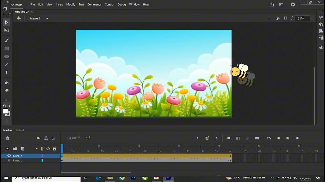 Cara membuat animasi dengan menggunakan MOTION TWEEN di Adobe animate ...