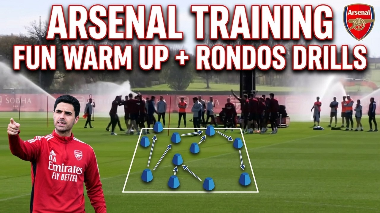 Arsenal Training Today | Fun Warm Up + Rondos Drills by Mikel Arteta ...