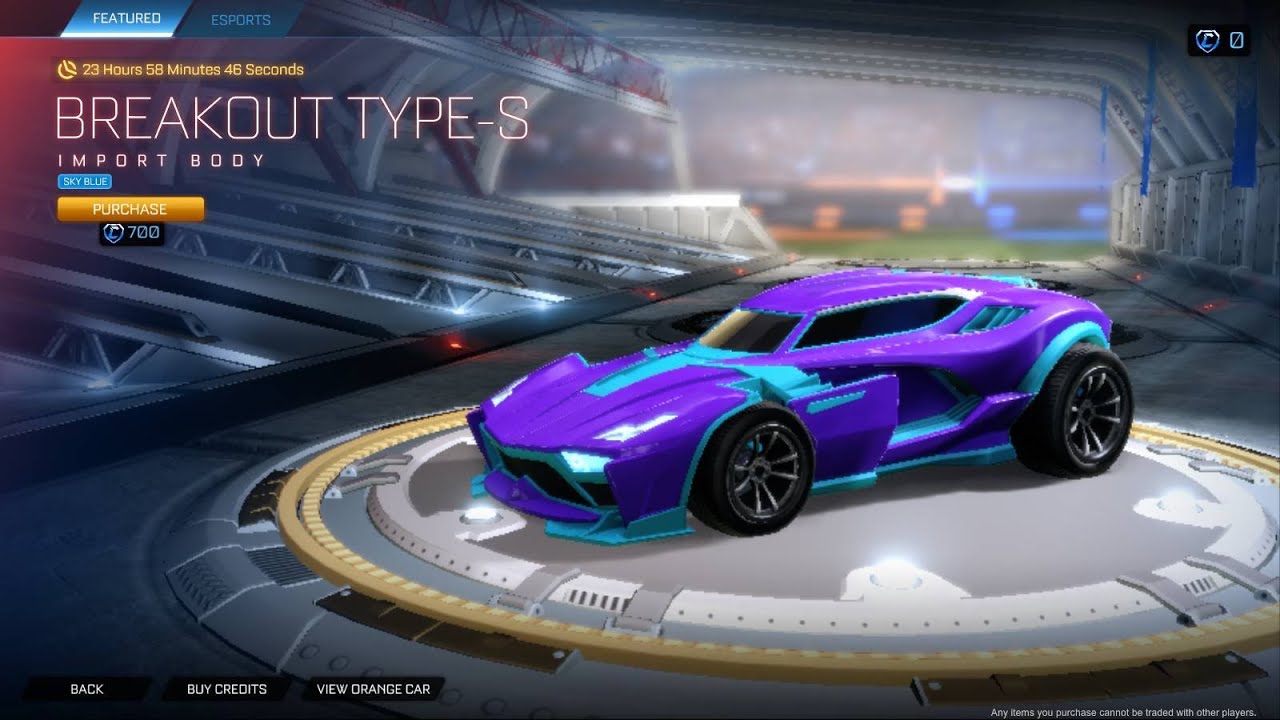 ROCKET LEAGUE ITEM SHOP - *NEW* Sky Blue Breakout Type-s Import Car ...