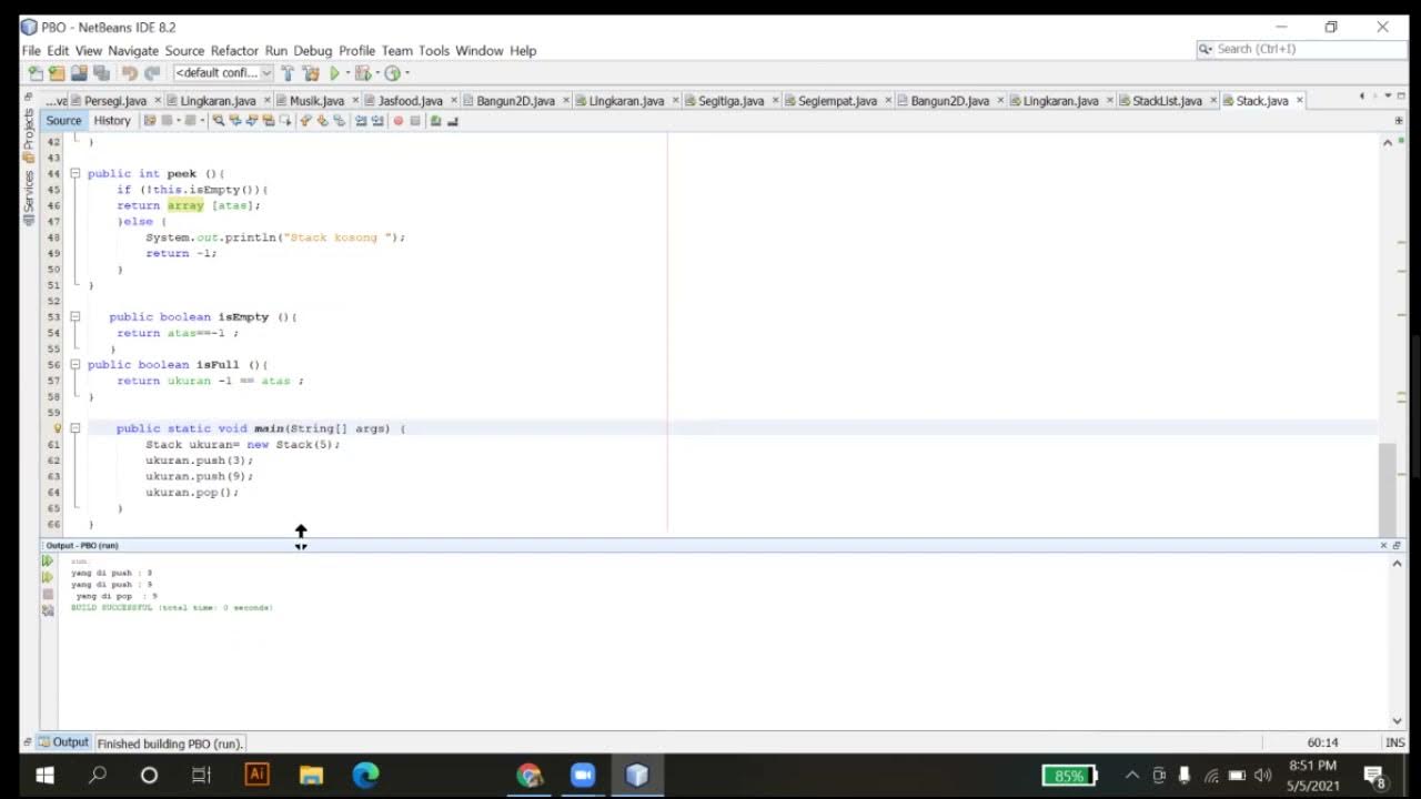 Implementasi Stack Dengan Array Dan Arraylist - YouTube