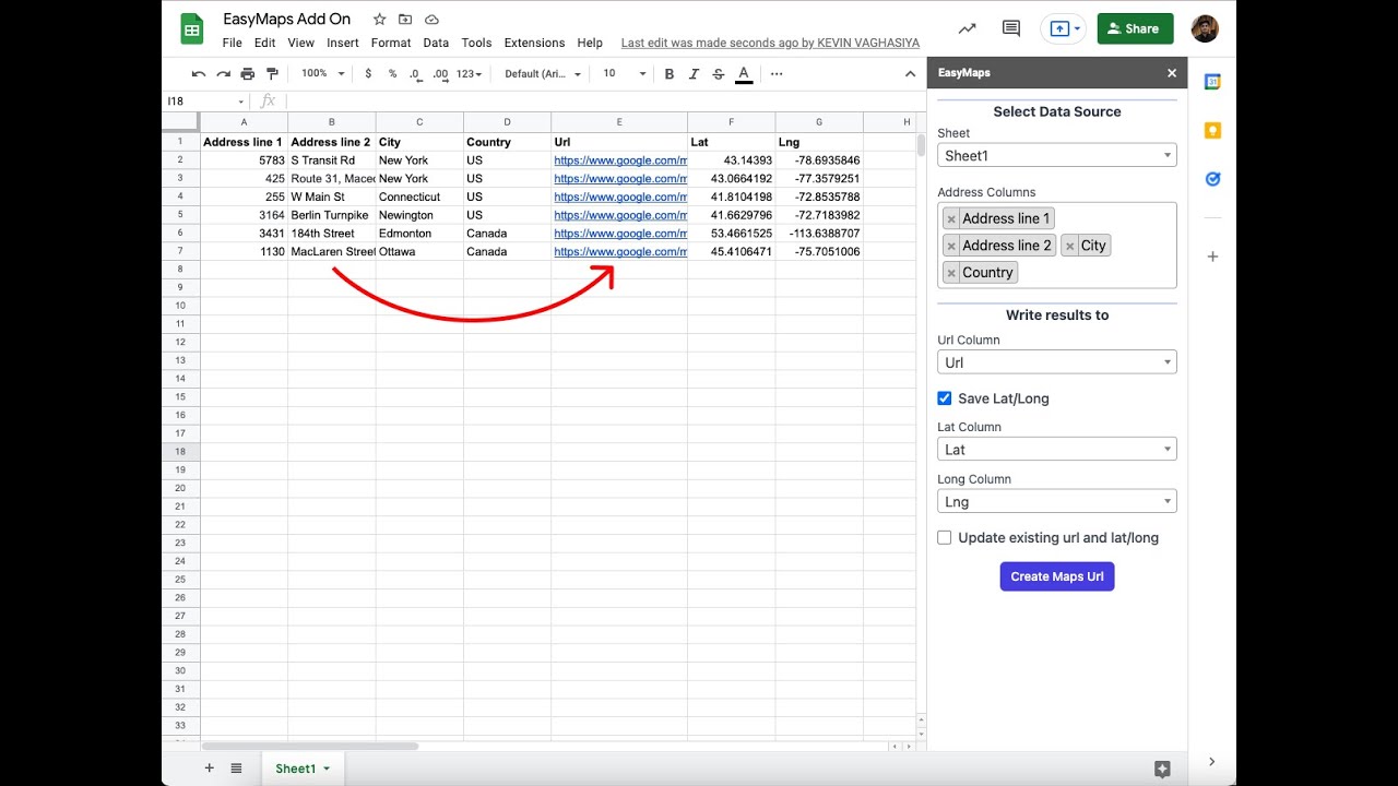 Create Google Maps links from address in spreadsheet | EasyMaps Add-On ...