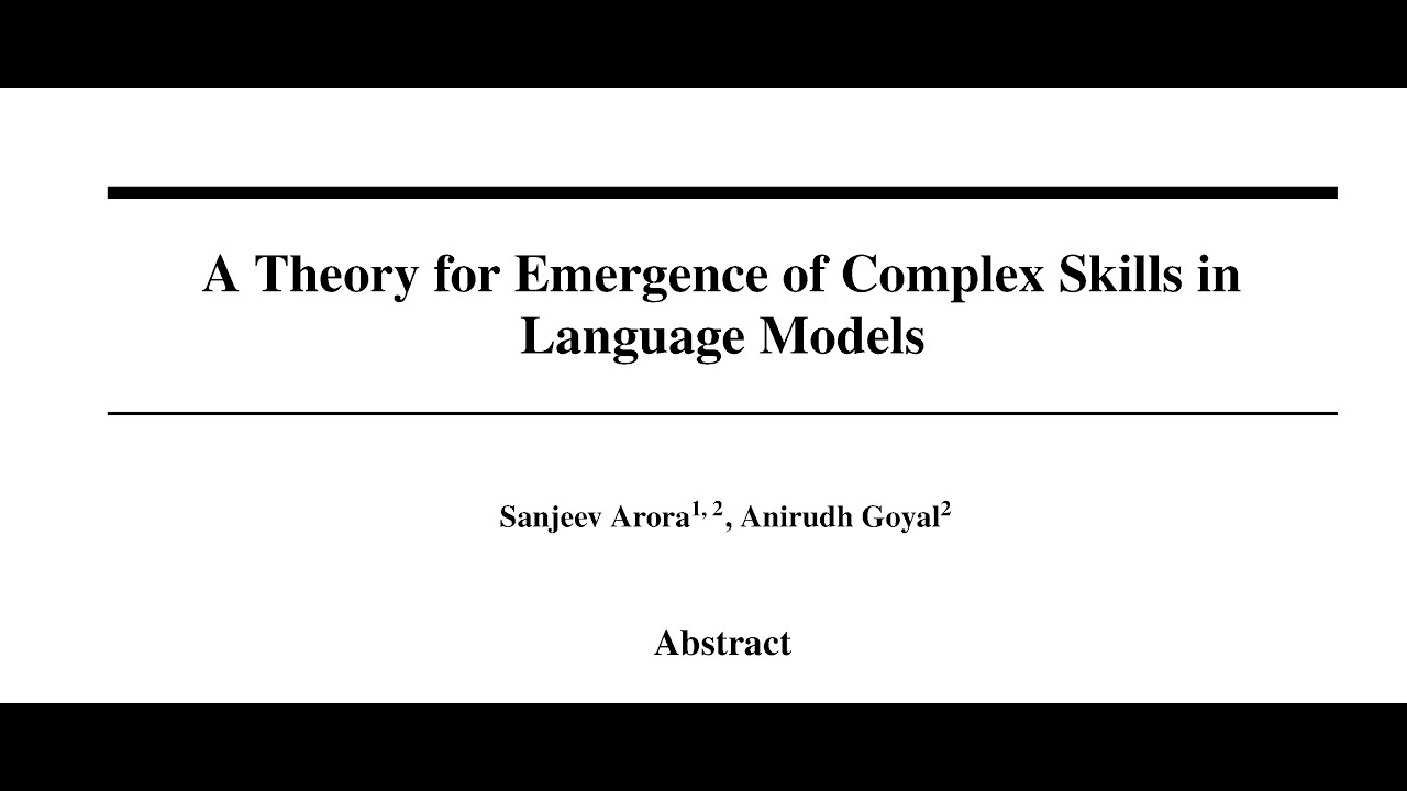 A Theory for Emergence of Complex Skills in Language Models - YouTube
