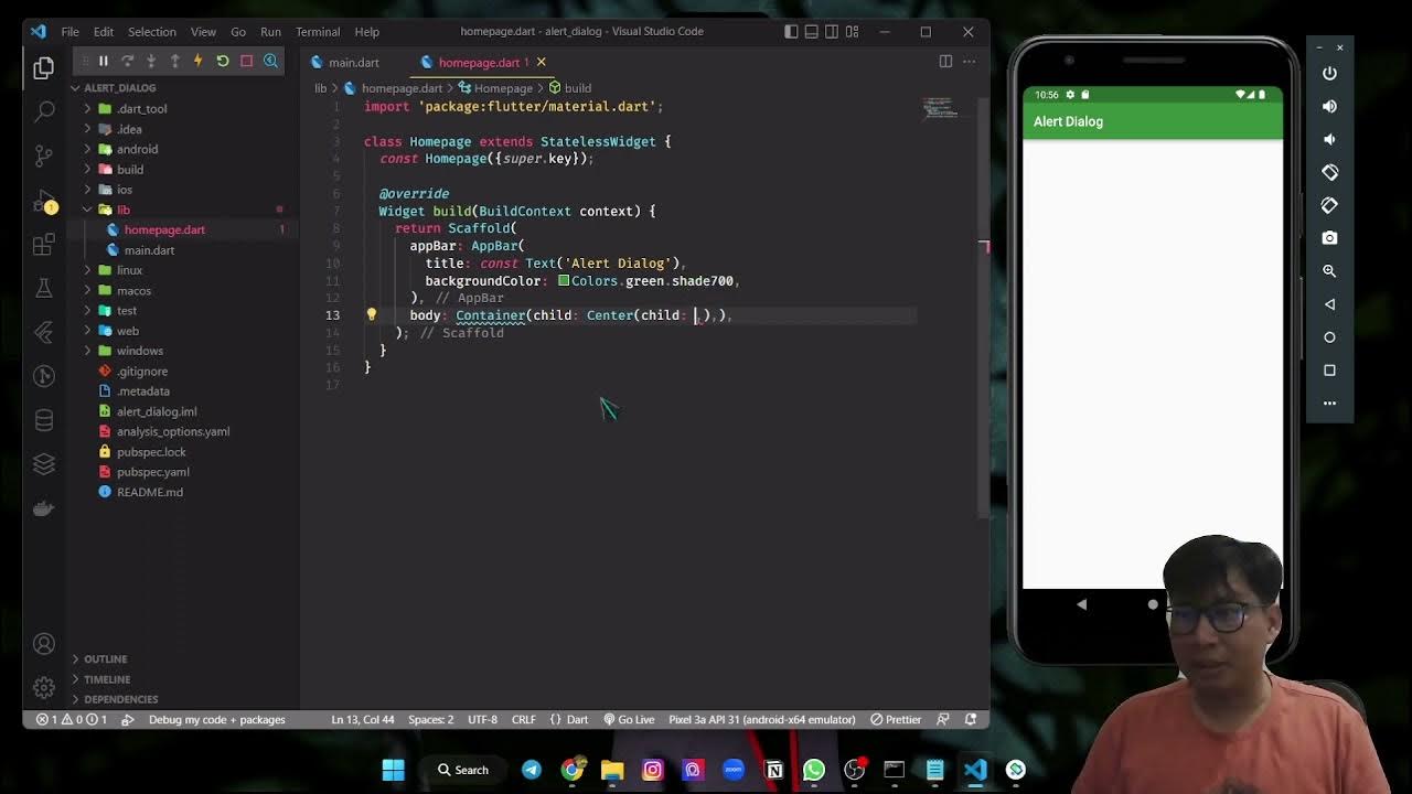 tutorial aplikasi sederhana alert dialog di flutter - YouTube