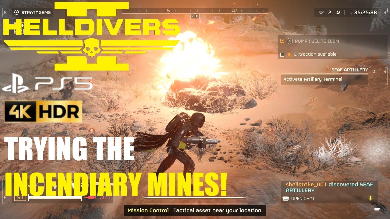 Helldivers 2 Testing The Incendiary Mines! PS5 4K HDR - YouTube