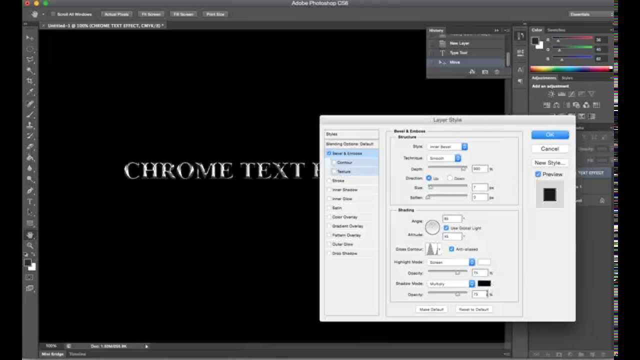 Chrome Style Text Effect Tutorial - Adobe Photoshop CS6 ( Metallic ...