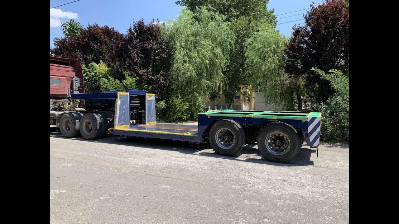 M002 Lowbed Lowboy Trailer for Japan With Steering Axles - YouTube