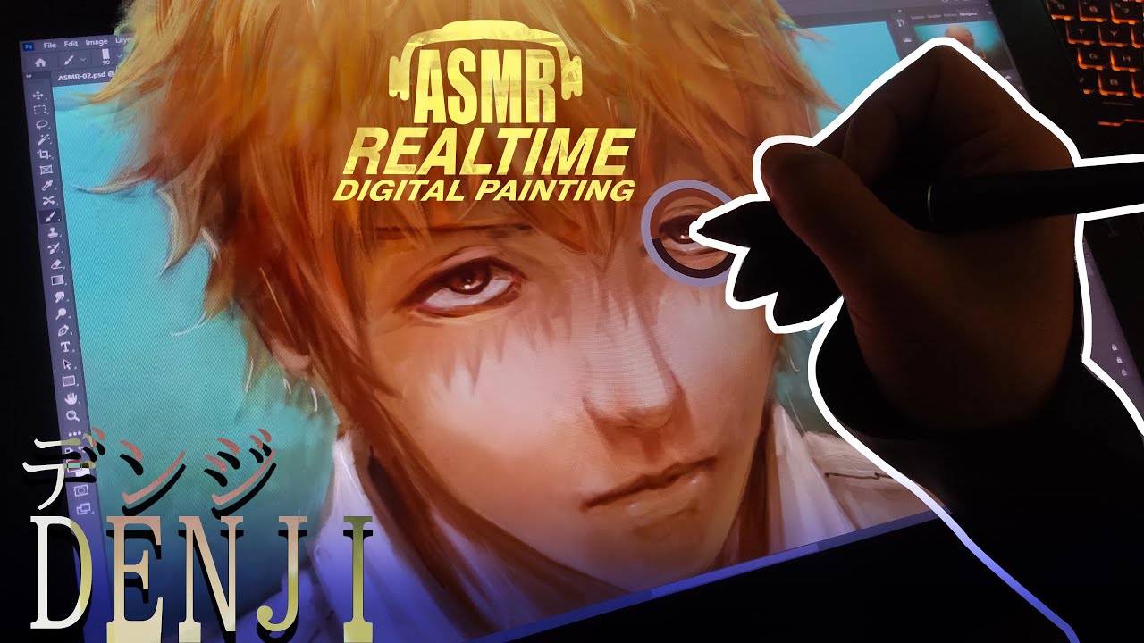 [ASMR] REALTIME DIGITAL PAINTING - DENJI : Chainsaw Man, Drawing Sound ...