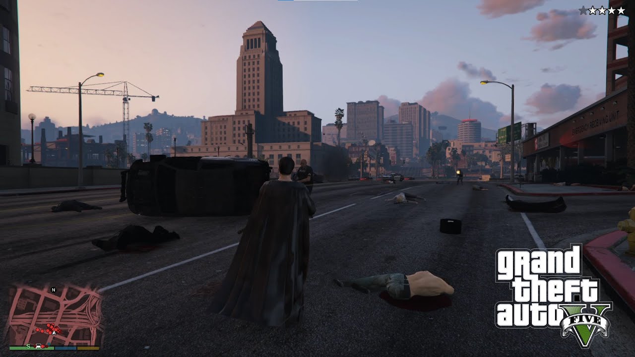 GTA 5 - BAD COP Superman VS Five Star Police Shootout - YouTube