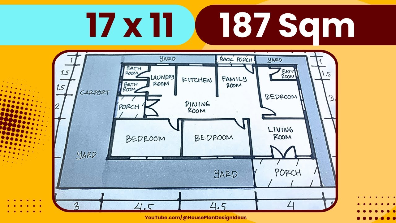 17x11 House Plan Design 187 square meter 3 Bedroom - YouTube