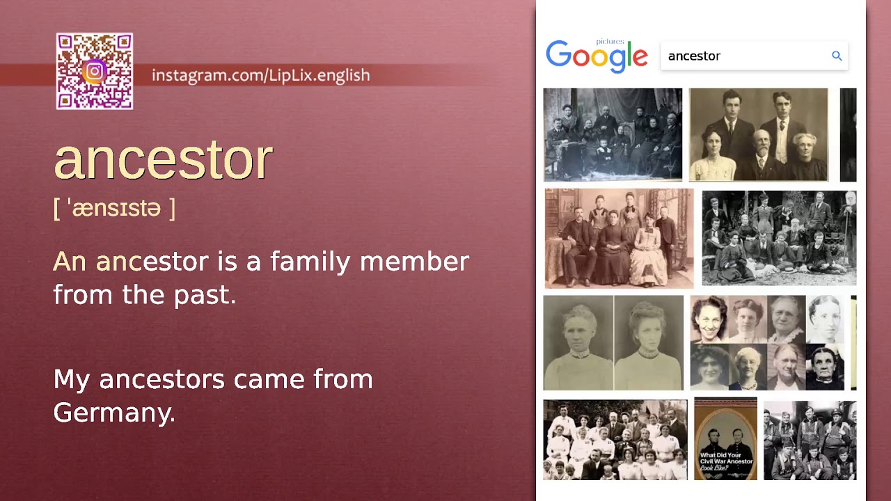 Ancestor : B2 level english vocabulary lesson, www.LipLix.com - YouTube