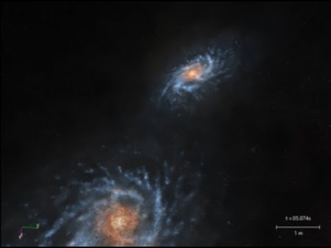 Galaxy collision/OpenSPH/100k particles - YouTube